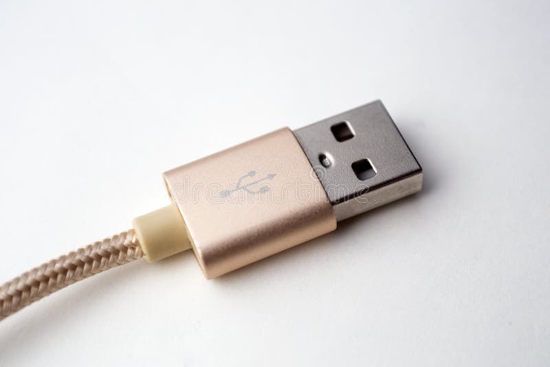 Gold Usb Cable stock photo. Image of jack, computer - 121565826