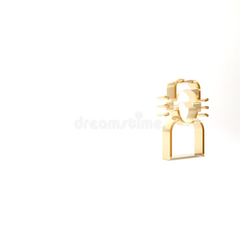 Gold Man in Headphones Icon Isolated on White Background. 3d ...