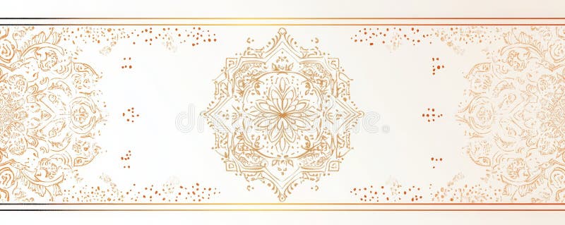 Gold Mandala Border Design Horizontal Composition, White Background ...