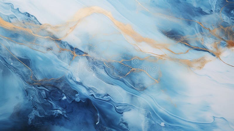 Gold Marble Cyan Background Abstract. Ocean Watercolor Texture Blue ...