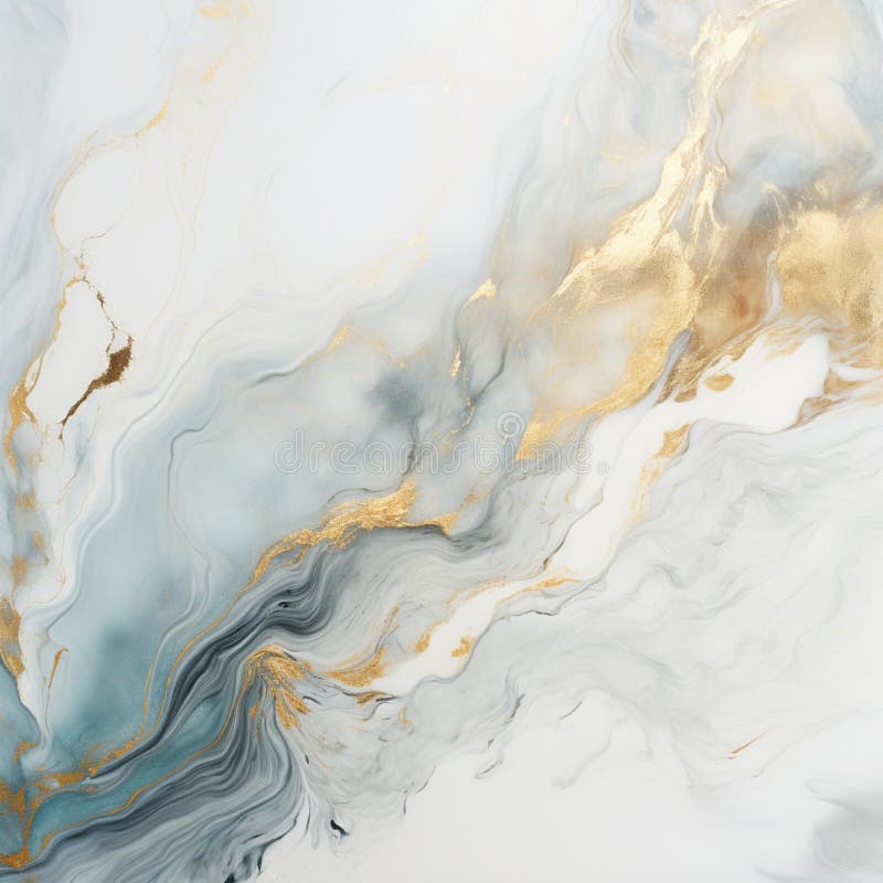 Gold Marble Cyan Background Abstract. Ocean Watercolor Texture Blue ...