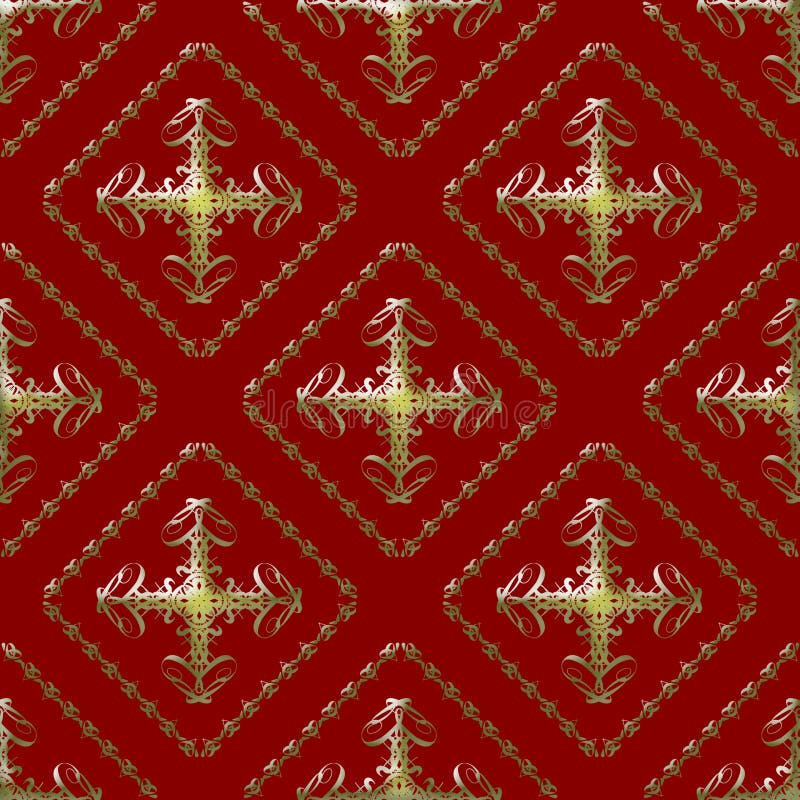 Gold and Maroon Damask Seamless Pattern Stock Illustration ...
