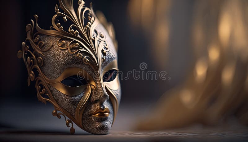 A Gold Mask with Intricate Designs on the Side of it Stock Illustration ...