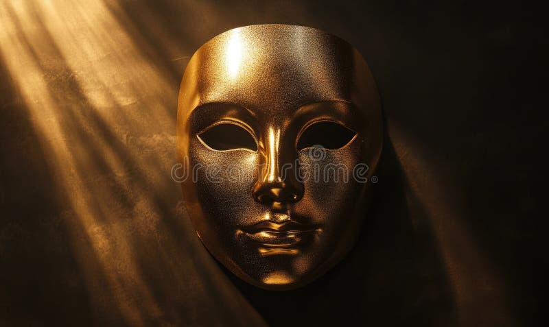 A Gold Mask with a Gold Nose and Gold Eyes Stock Photo - Image of opera ...