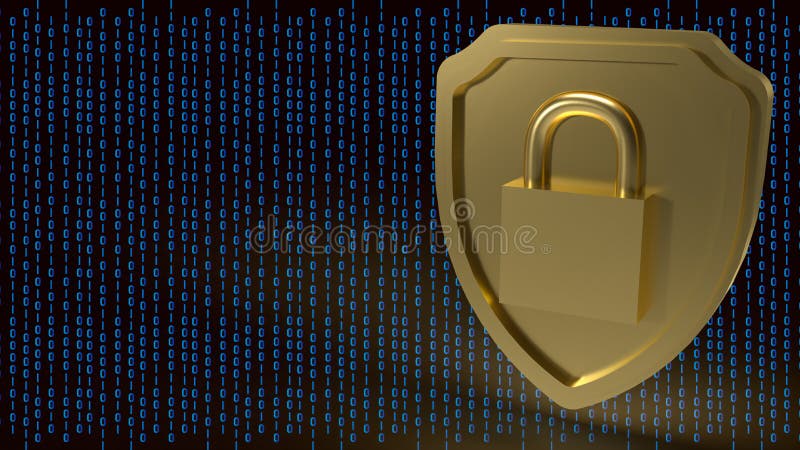 The Gold Master Key on Shield on Digital Background for Security ...