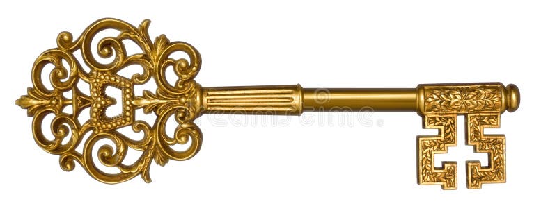 Gold Master Key on White stock image. Image of clipping - 9420771