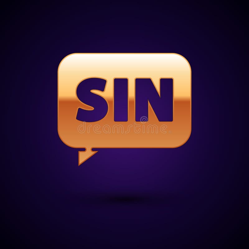 Gold Mathematics Function Sine Icon Isolated on Black Background ...