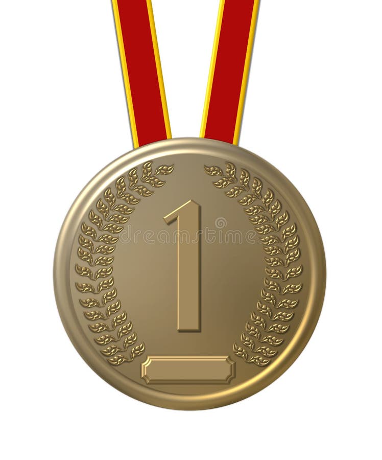 Award Ribbon Gold Icon Number First. Design Winner Golden Medal 1 Prize ...