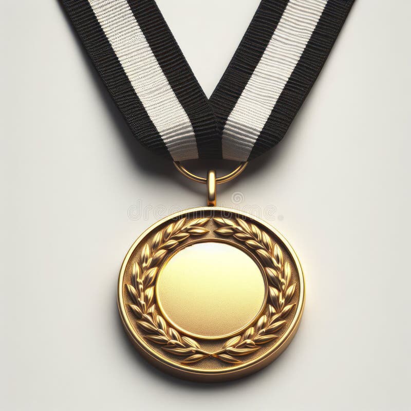 Gold Medal with Black and White Ribbon. Ai Generative Stock ...