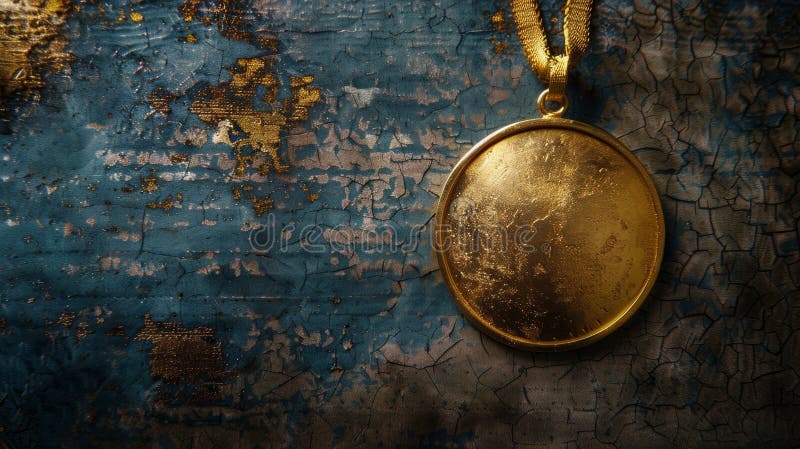 Gold Medal on Blue Grunge Texture Background. Stock Illustration ...