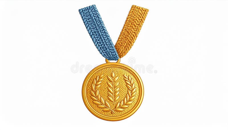 Gold Medal with Blue and Yellow Ribbons Stock Illustration - Illustration of honor, place: 391464018