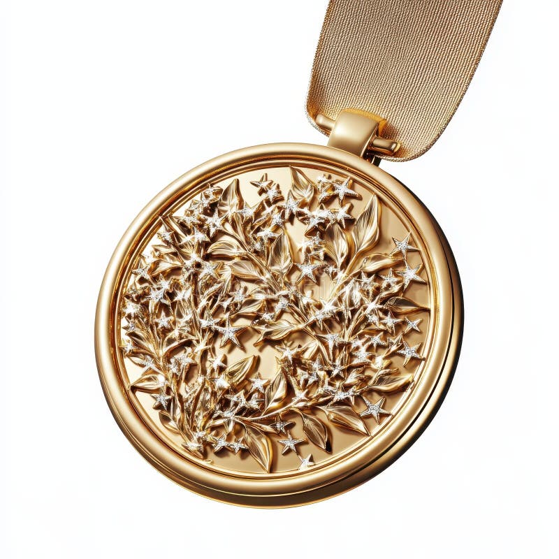 A Gold Medal Featuring Intricate Floral Designs, Symbolizing ...