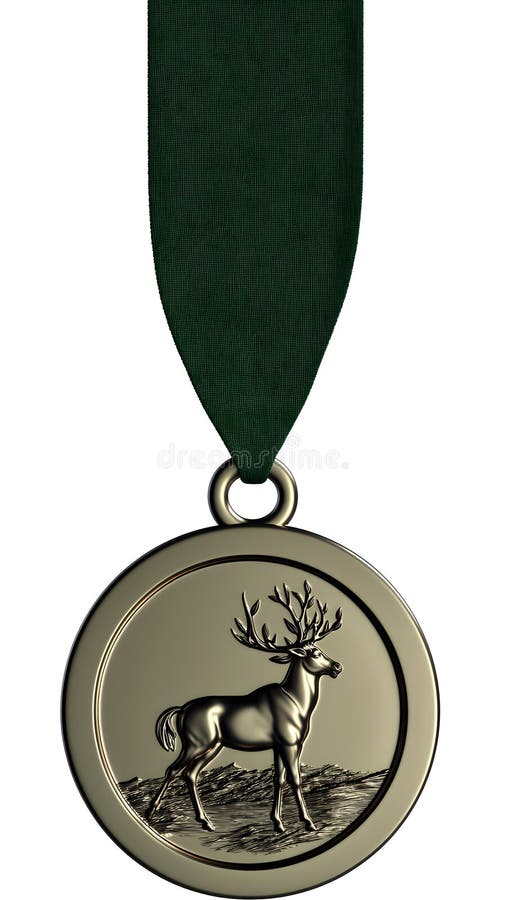 Gold Medal Featuring a Majestic Stag Design. Stock Photo - Image of ...