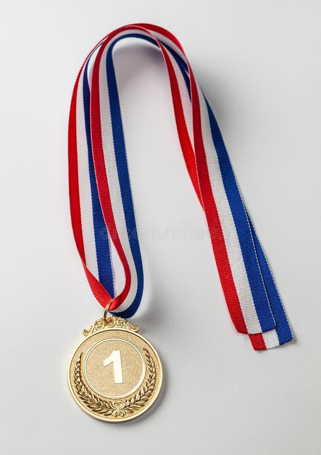Gold Medal. First Place Award with Ribbon Stock Photo - Image of gold ...