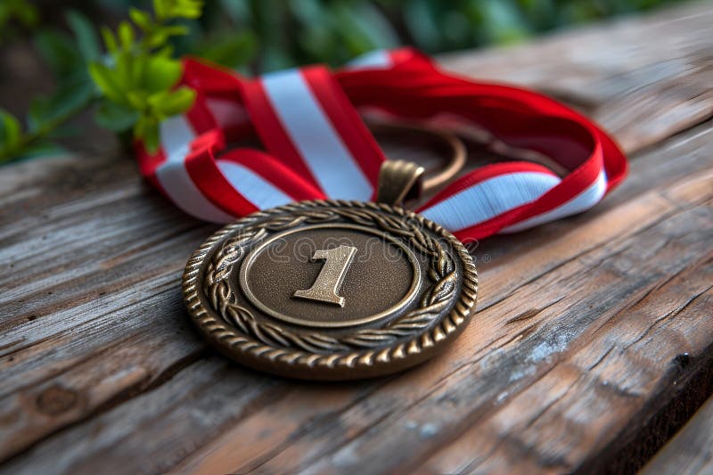 Gold Medal. First Place Award with Ribbon. Stock Photo - Image of ...