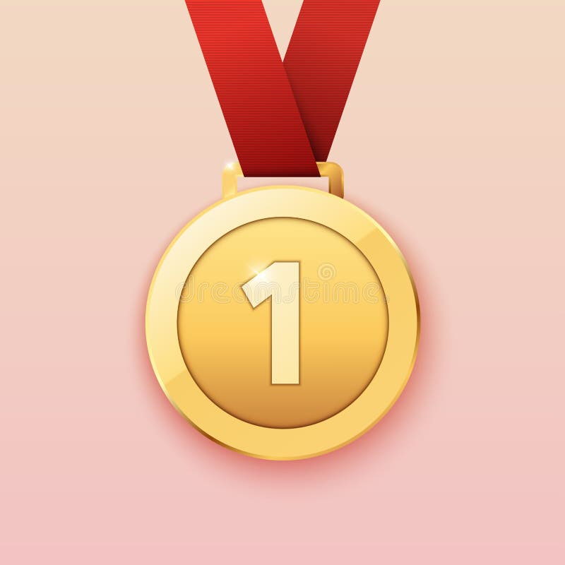 Gold Medal for First Prize. Stock Vector - Illustration of design, icon ...