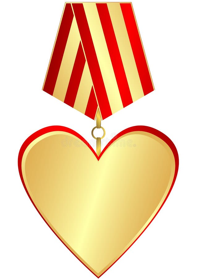 Gold Award-heart with Ribbon (vector) Stock Vector - Illustration of ...
