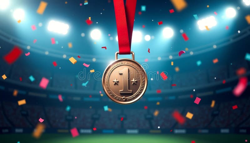 Gold Medal with the Number 1 on it Stock Image - Image of design ...