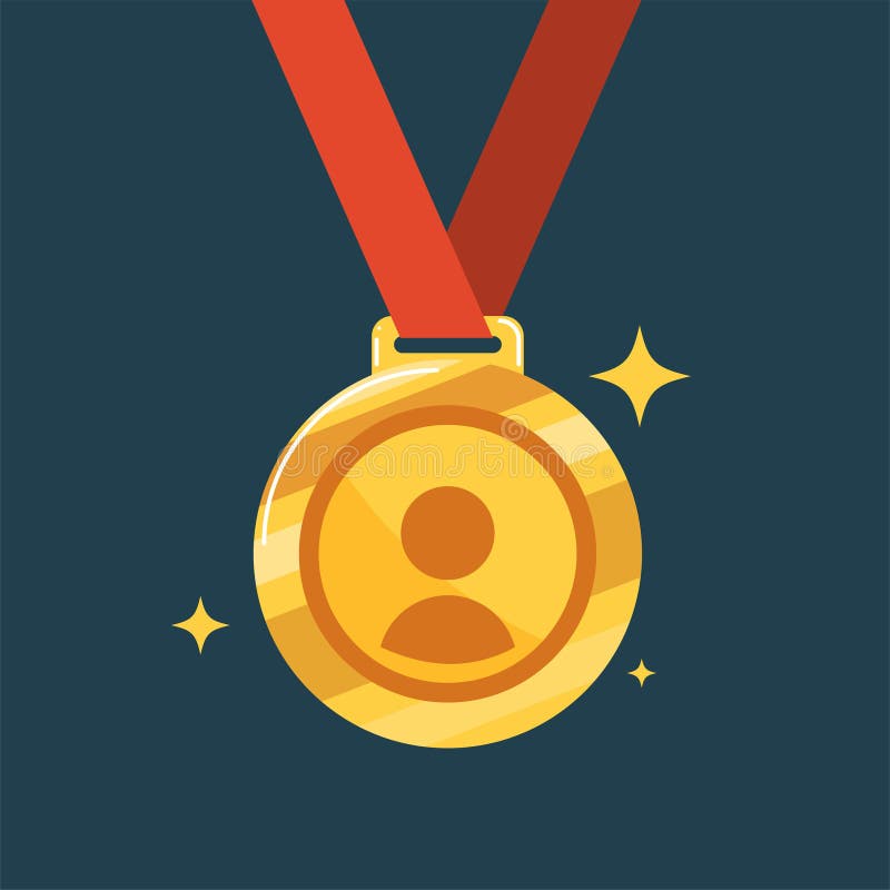 The Gold Medal with Person Symbol. Isolated Vector Illustration Stock ...