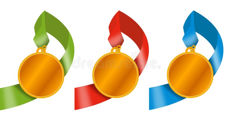 Gold medal with ribbon stock illustration. Illustration of gold - 10348093