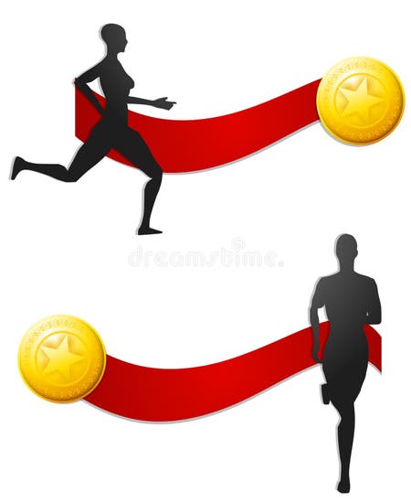 Gold Medal Runner Logos Banners Stock Illustration - Illustration of ...