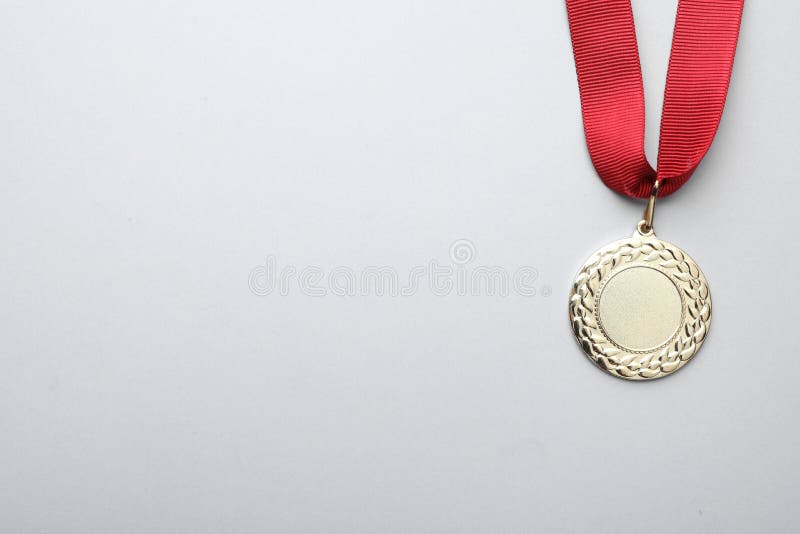 Gold Medal with Space for Design on Light Background, Top View. Stock ...