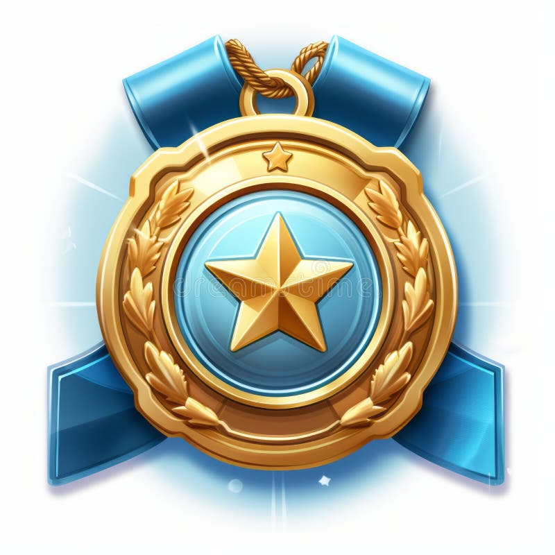 A Gold Medal with a Star on it Stock Illustration - Illustration of ...