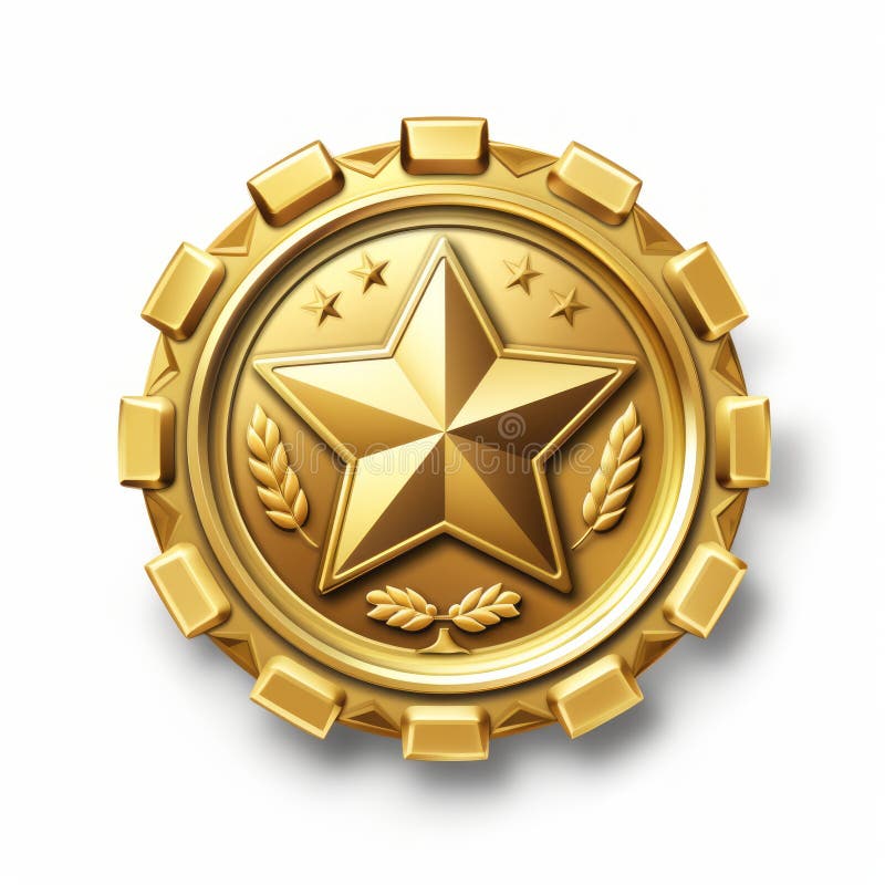 Gold Medal with Star on a White Background Stock Illustration ...