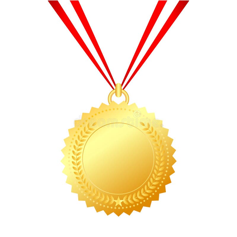Gold medal with string stock illustration. Illustration of badge - 39538022