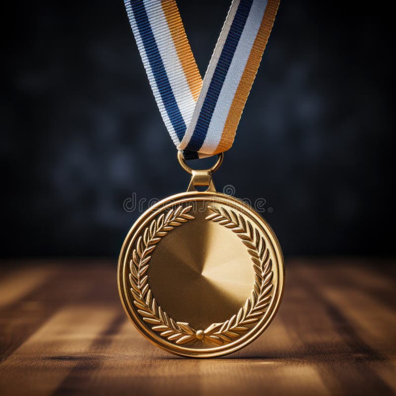 Gold Medal Wooden Table. Space for Design Stock Image - Image of honor ...