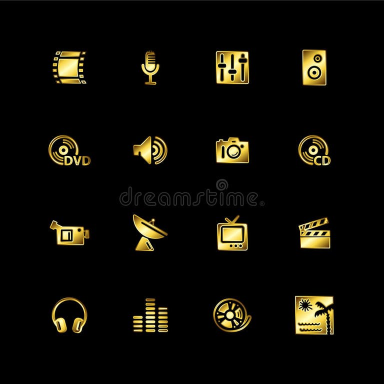 Black Gold Icons Media Stock Illustrations – 580 Black Gold Icons Media ...