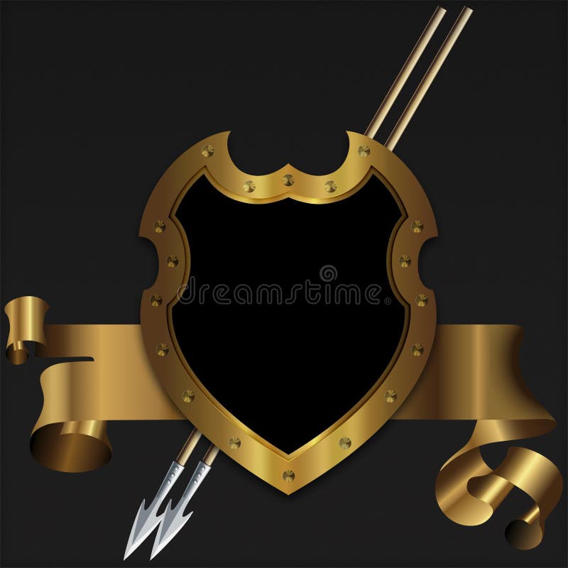 Gold Medieval Shield and Banner. Stock Illustration - Illustration of ...
