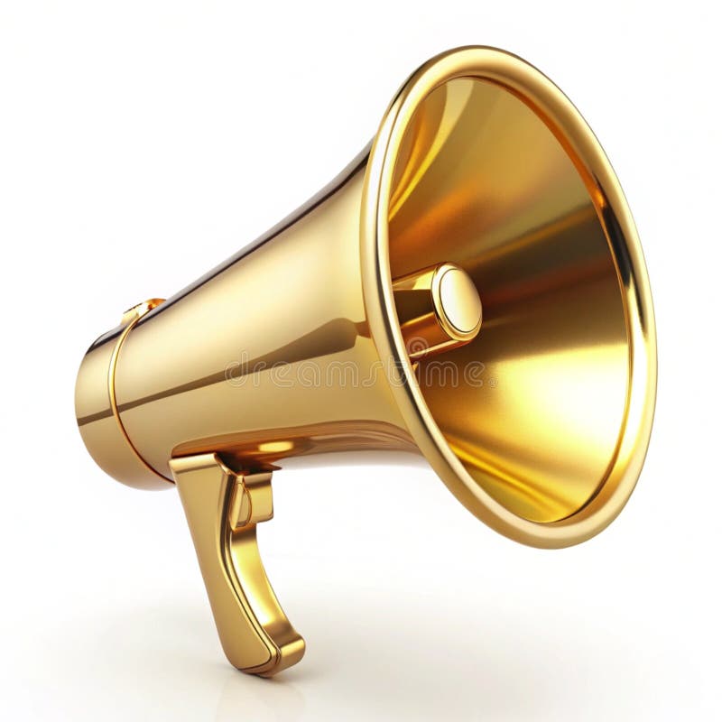 Gold megaphone stock illustration. Illustration of icon - 361240271