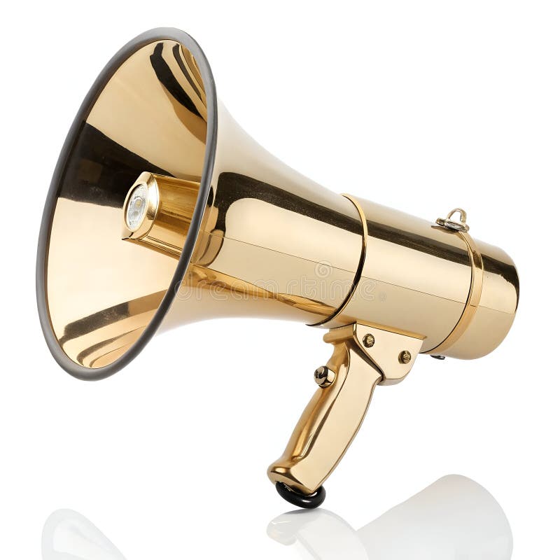 Gold Megaphone Isolated on White Background Stock Illustration ...