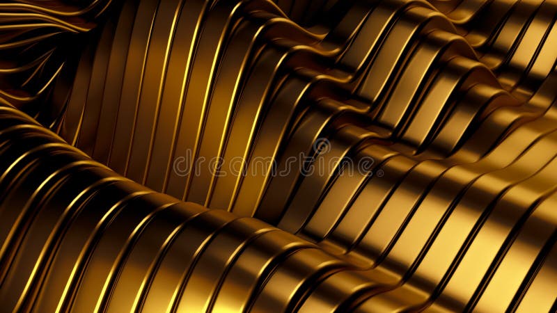 Gold Metal Background with Waves and Lines. 3d Illustration, 3d ...