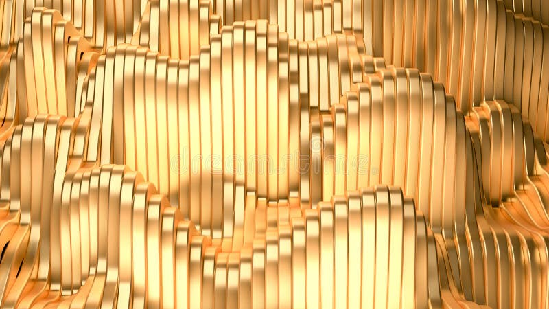 Gold Metal Background with Waves and Lines. 3d Illustration, 3d ...