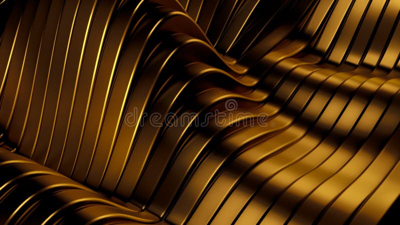 Gold Metal Background with Waves and Lines. 3d Illustration, 3d ...