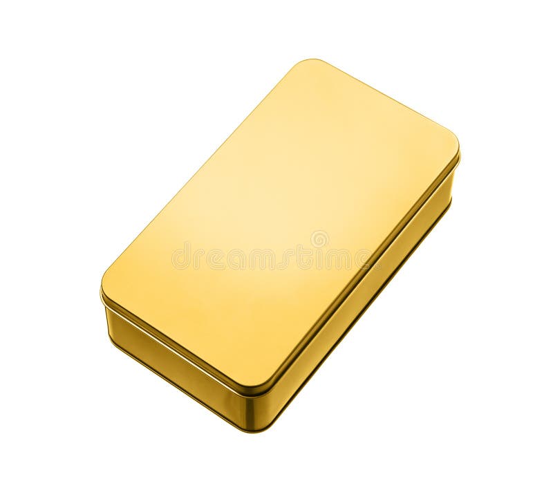 Gold Metal Box Isolated on White Background Stock Image - Image of ...