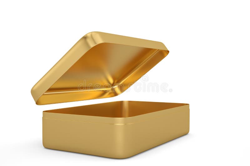 Gold Metal Box Isolated on White Background, 3D Rendering. 3D ...