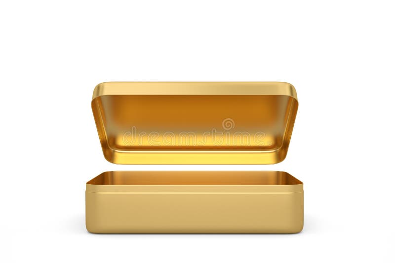 Gold Metal Box Isolated on White Background, 3D Rendering. 3D ...