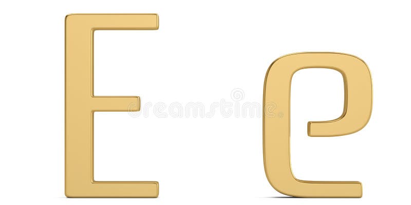 Gold Metal E Alphabet Isolated on White Background 3D Illustration ...