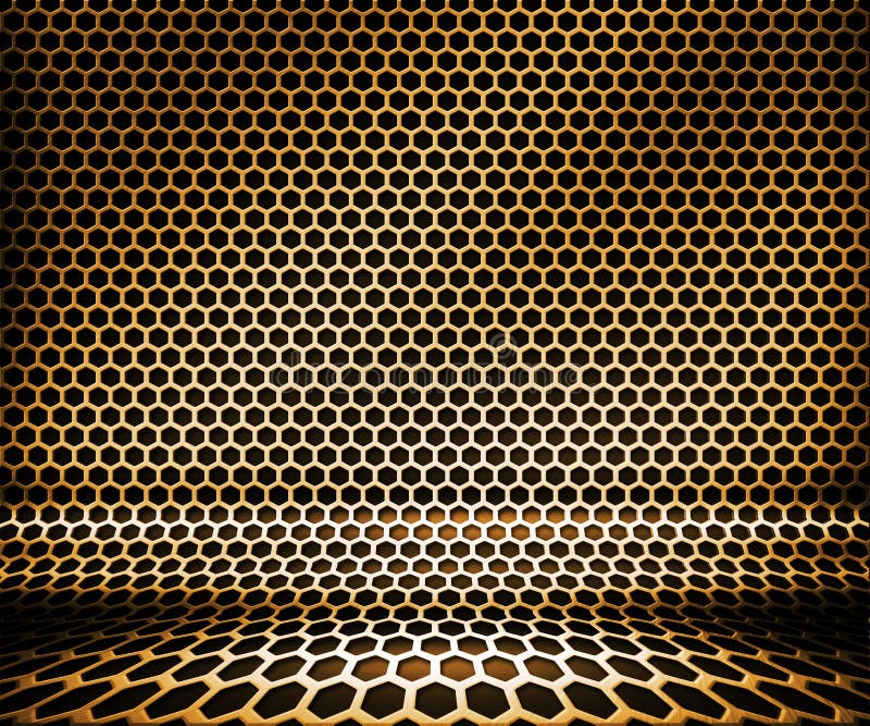Gold Metal Hex Grid Background Stock Photo - Image of design ...