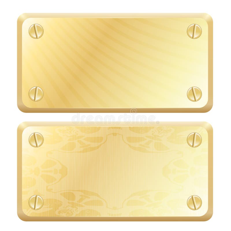 Gold Metal Labels - Nameplates Stock Vector - Illustration of steel ...