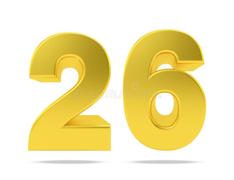 Gold Metal Number 26 Twenty Six Isolated on White Background, 3d ... Gold Metal Number 26 Twenty Six Isolated on White Background, 3d ...
