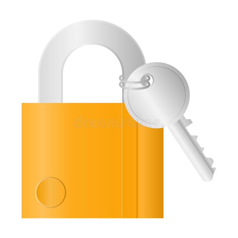 Gold Metal Padlock and Key Vector Stock Vector - Illustration of simple ...