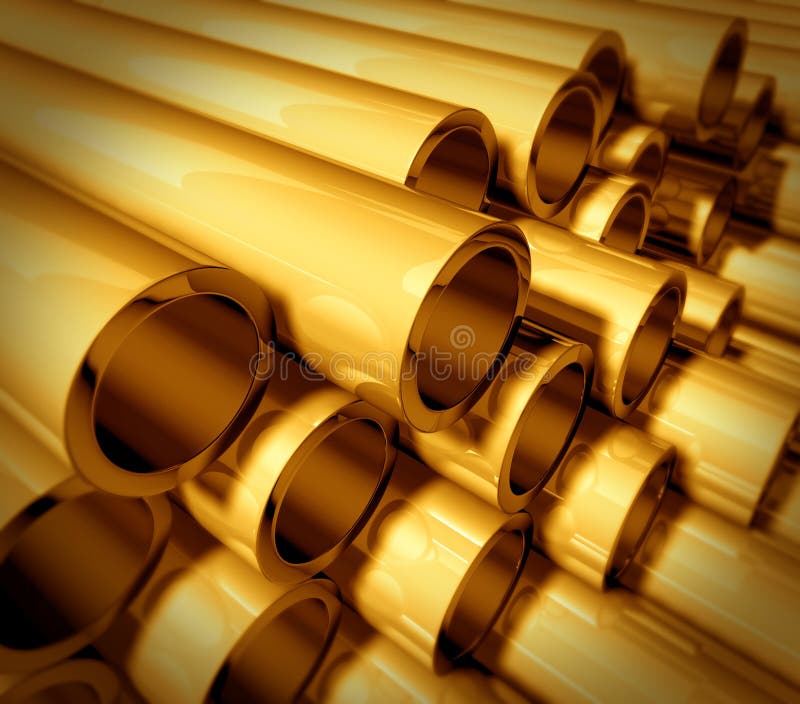 Gold metal pipes stock illustration. Illustration of symbol - 19540433