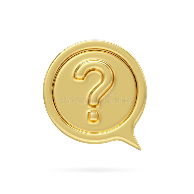 Gold Metal Question Mark Icon. 3d Question Mark Symbol Isolate on White ...