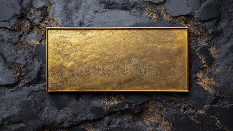 Gold Metal Rectangular Frame on a Dark Stone Background Stock ...