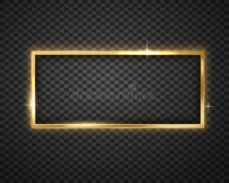 Gold Metal Rectangular Glossy Frame with Shadow. Realistic Vector ...