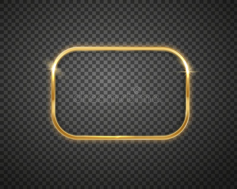 Gold Metal Rectangular Glossy Frame with Shadow. Realistic Vector ...